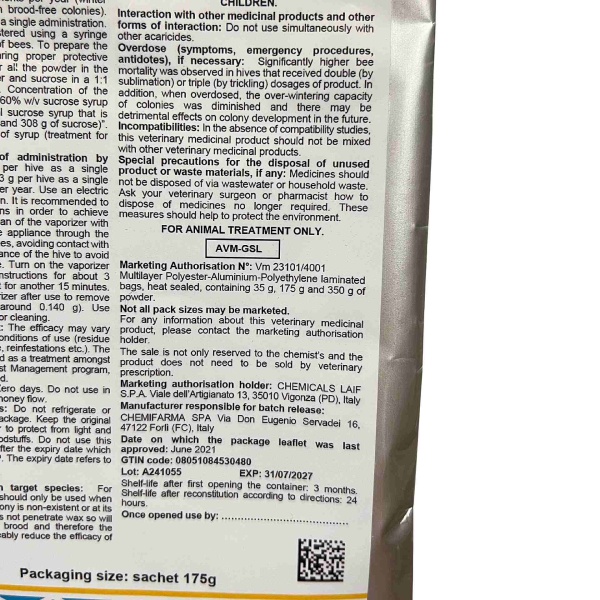 Api-Bioxal (35g) Expiry Jan 28 - Varroa Control