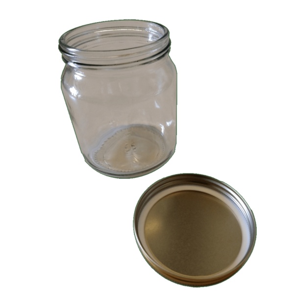 1Lb Glass Round Honey Jar - White Plastic Lids - Pack of 24