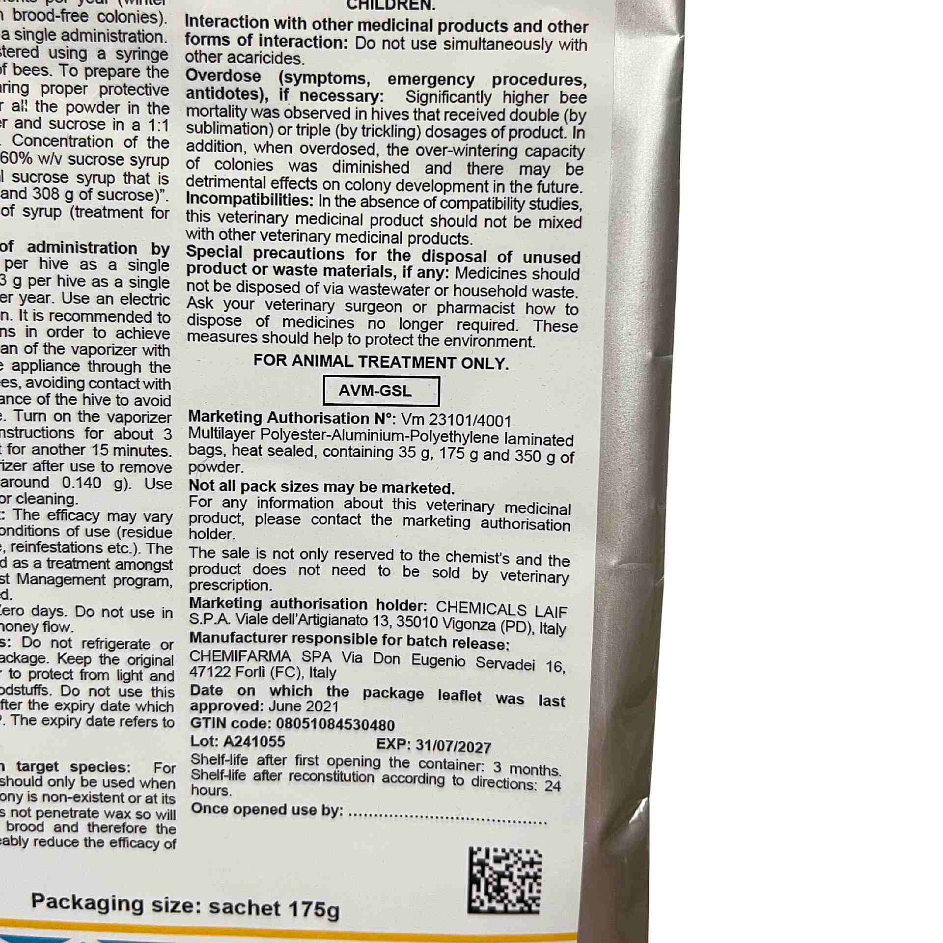 Api-Bioxal (175g) - Varroa Control - July 2028