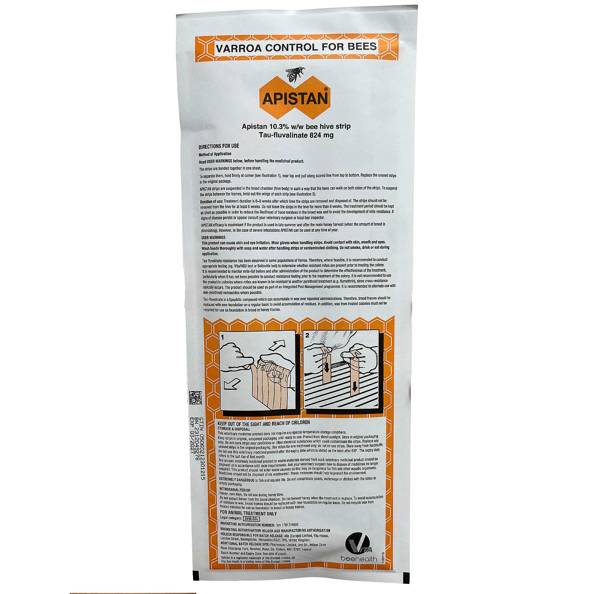Apistan Varroa Control - By VITA - Pack of 10 Strips - Exp Mar 2027