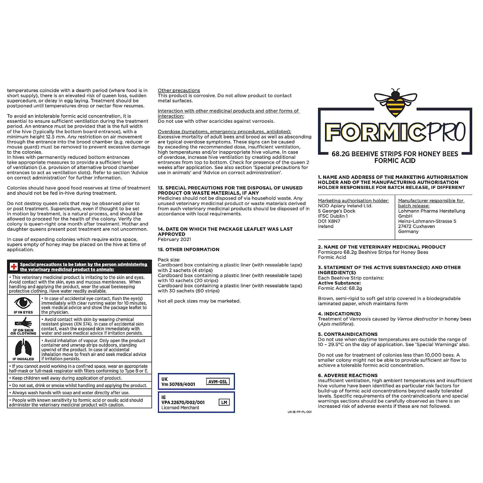 Formic Pro - Varroa Control - 4 Strip Box - 2 Doses
