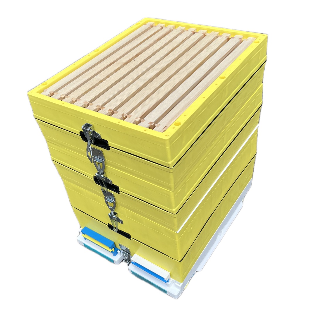 Technoset Langstroth Hive with 2 Shallow Supers + Dual Feeder - Yellow